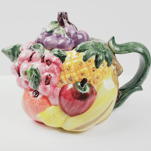 Kitchen | Vintage Kitchen Teapot Fruit Design Tea Pot Ceramic Teapot ...